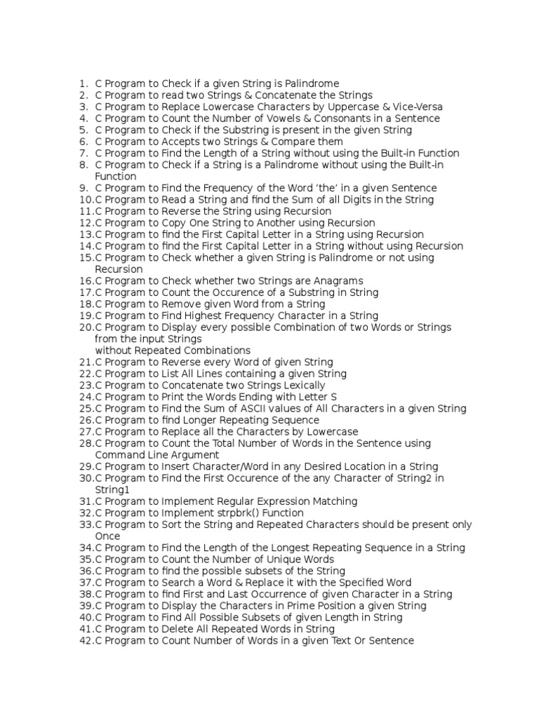 String Programs | PDF | C (Programming Language) | String (Computer ... String Programs | PDF | C (Programming Language) | String (Computer ...