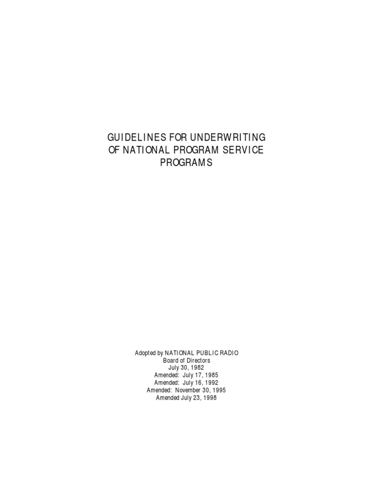 Underwriting Guidelines | PDF | Public Broadcasting | Npr