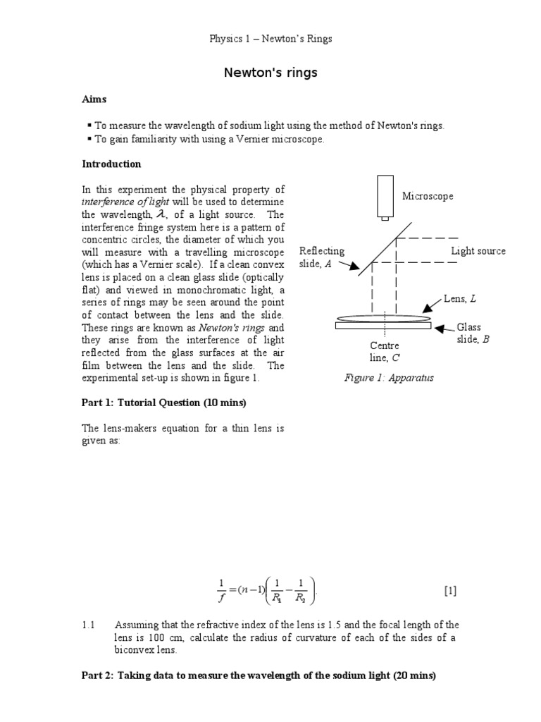 Newtons Rings | PDF | Lens (Optics) | Waves
