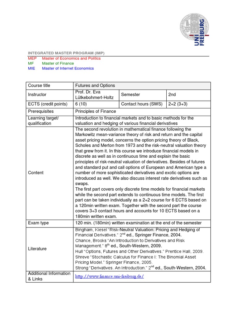 Futures and Options Course Overview | PDF