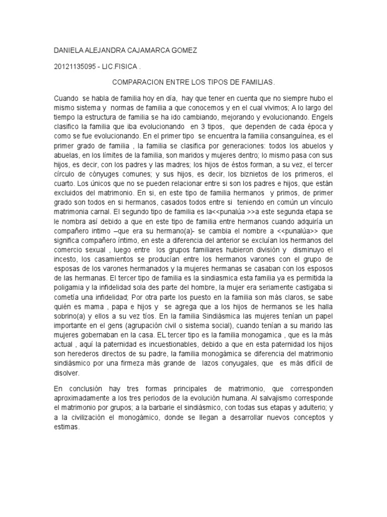 Comparacion de Familias | PDF | Familia | Matrimonio