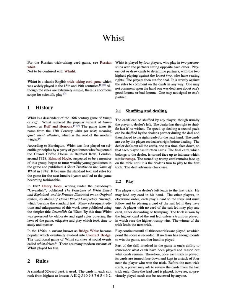 Whist | Download Free PDF | Whist Family Of Card Games | French Deck ...