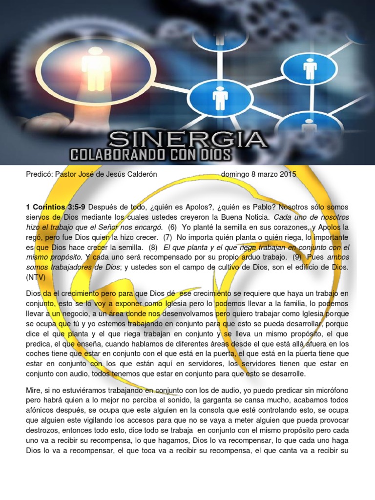 Sinergia - Colaborando Con Dios | PDF | Víspera | Primera epístola a ...