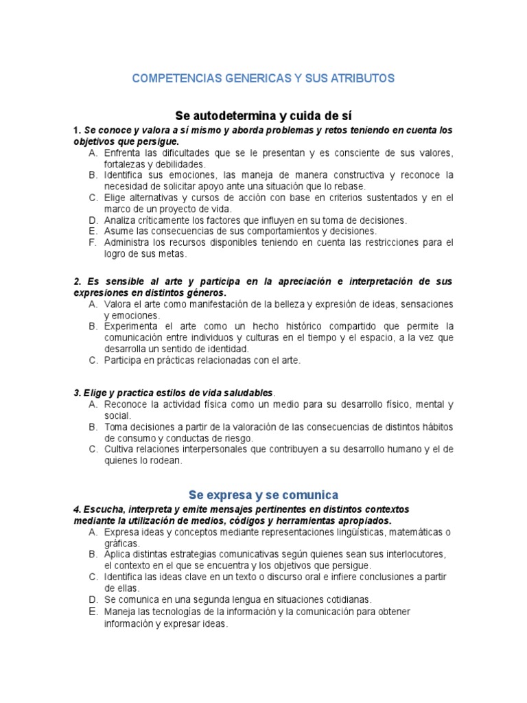 Competencias Genericas, Disciplinares Lenguaje-1 | PDF | Comunicación | Toma de decisiones