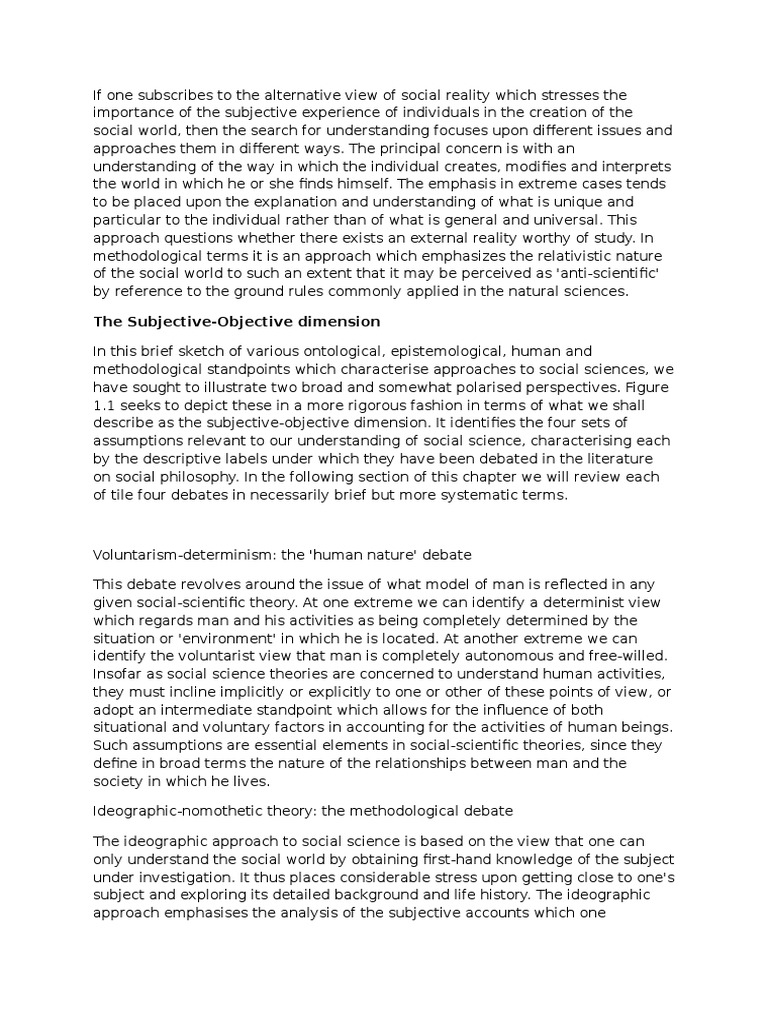 Subjective vs Objective | Social Sciences | Reality