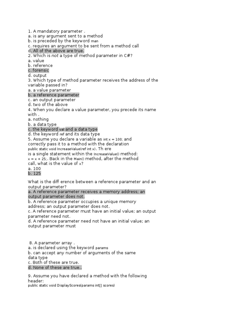 C# Method Parameters | PDF | Parameter (Computer Programming) | Notation