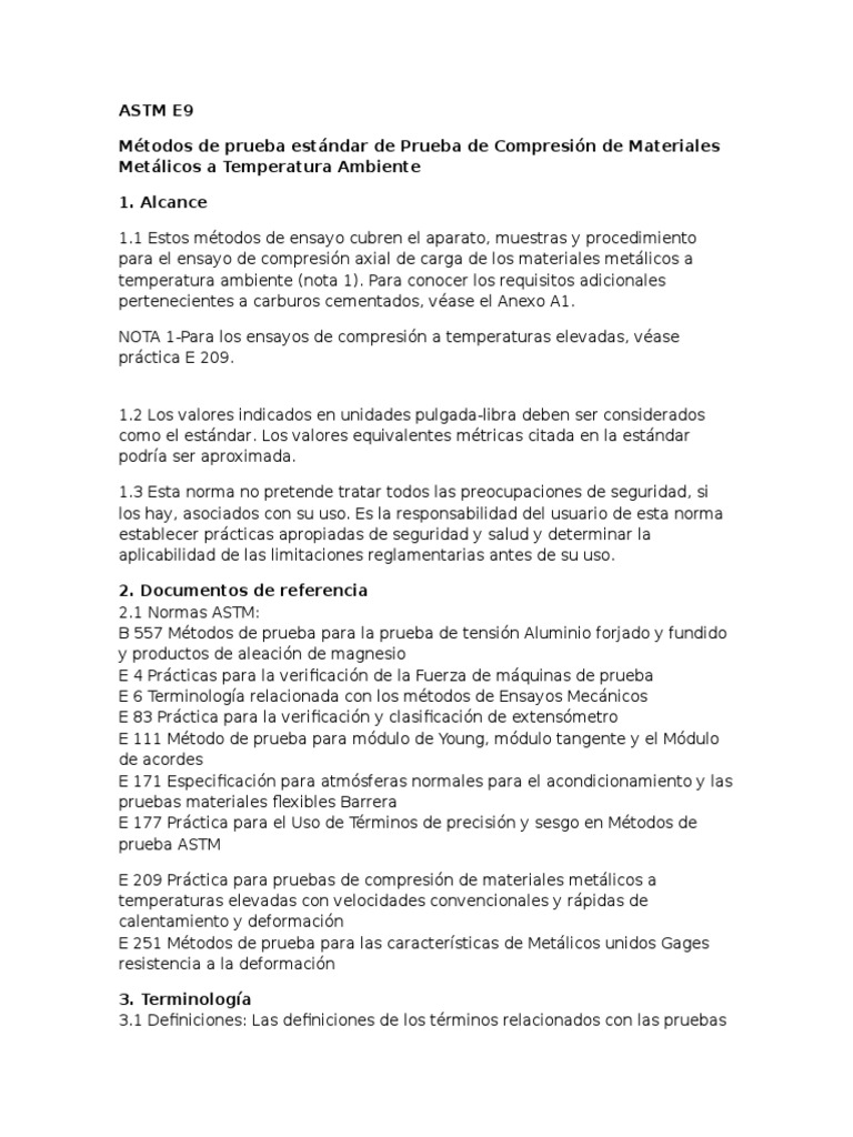 ASTM E9 | Pandeo | Elasticidad (Física)