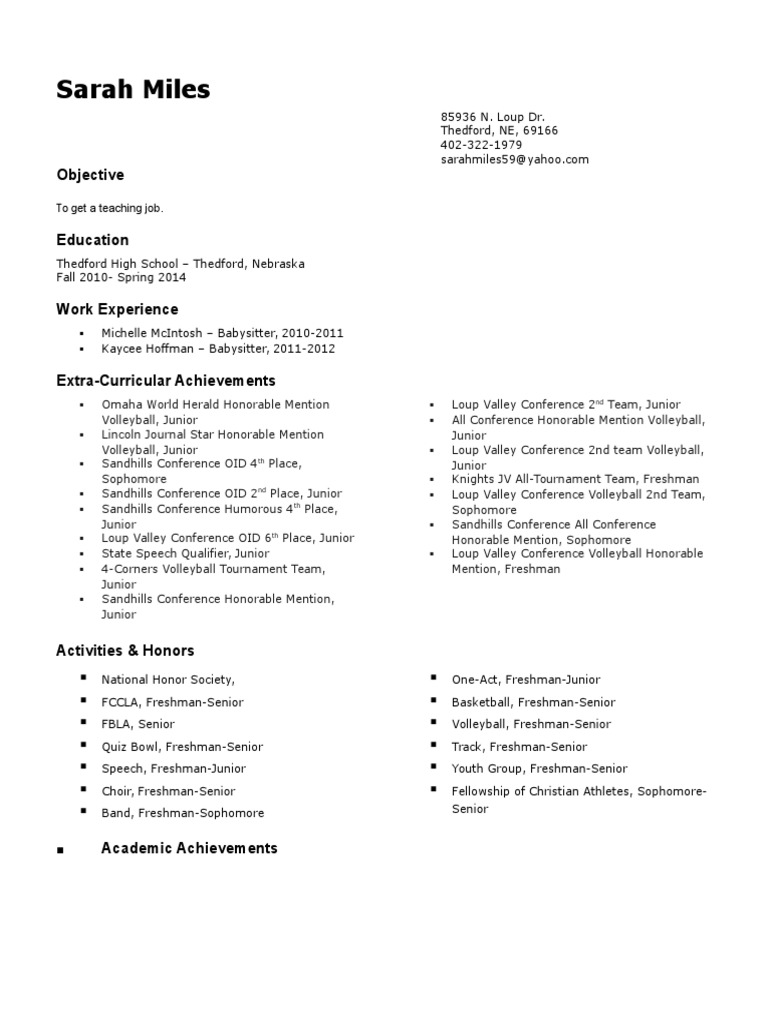 Sarah Resume Revised | PDF