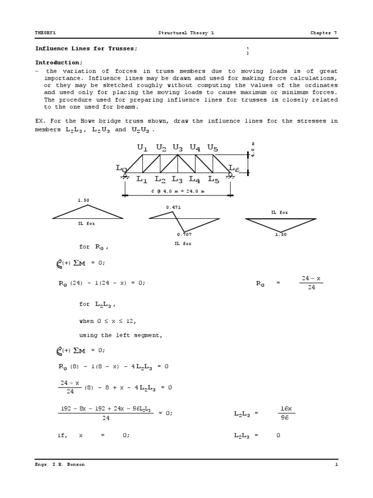 Influence Lines for Trusses Explained | PDF | Biological Classification ...