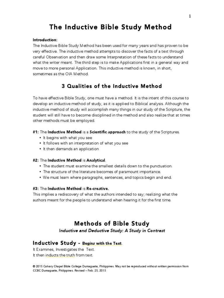 The Inductive Bible Study Method Level 1 | PDF | John The Baptist ...