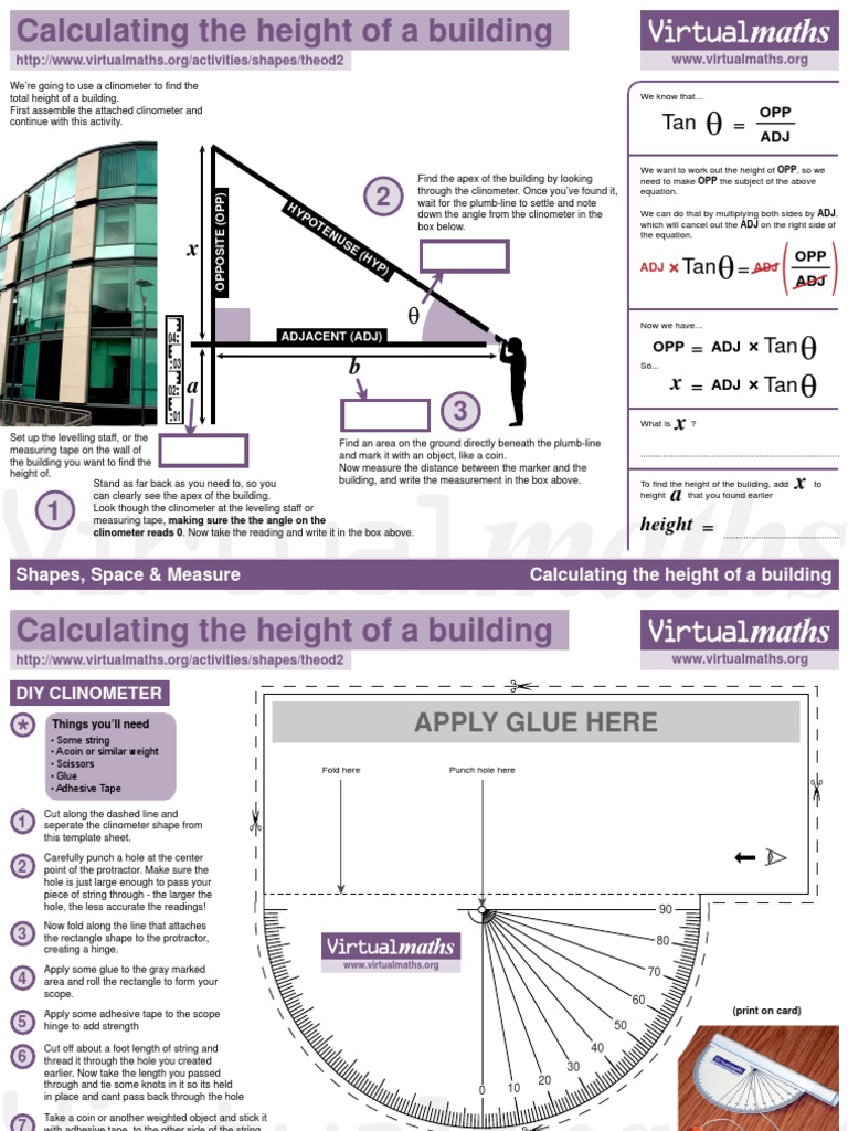 Measuring Building Height with Clinometer | PDF | Adhesive | Angle
