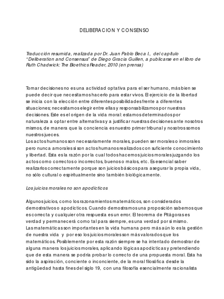 Deliberación y verdad por consenso | PDF | Moralidad | Toma de decisiones