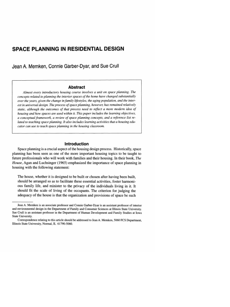 Space Planning in Residential Design | PDF