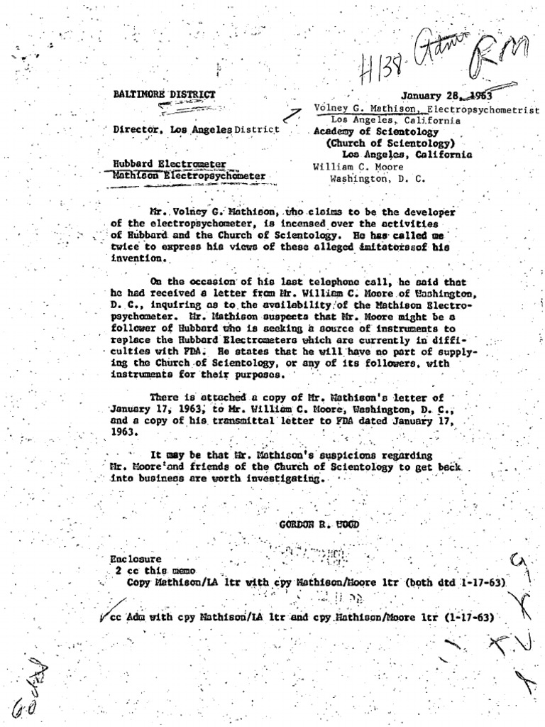 Volney Mathison and Alphia Hart: FDA Investigative Documents | PDF