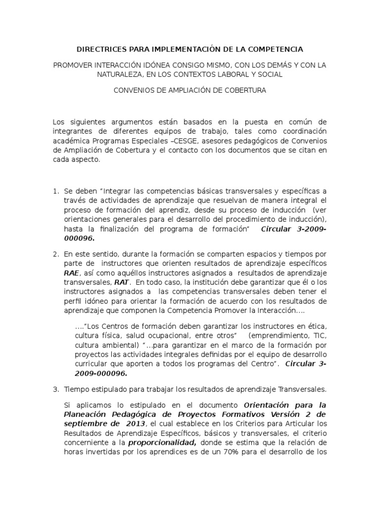 Directrices para Competencias Laborales | PDF | Razonamiento inductivo ...