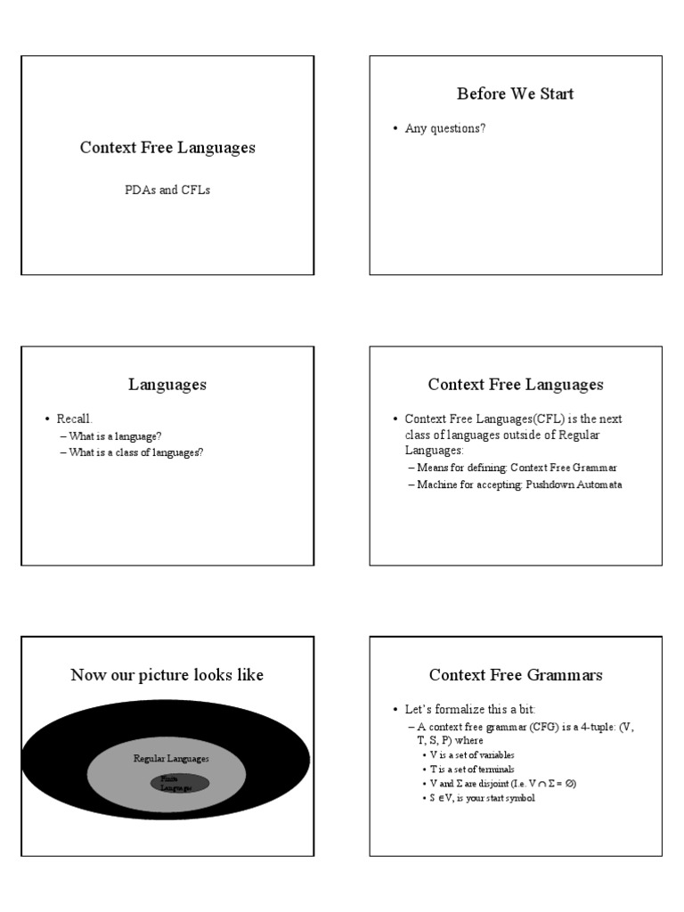Pushdown Automata and Context-Free Grammars: An Equivalence Proof | PDF | Theoretical Computer ...