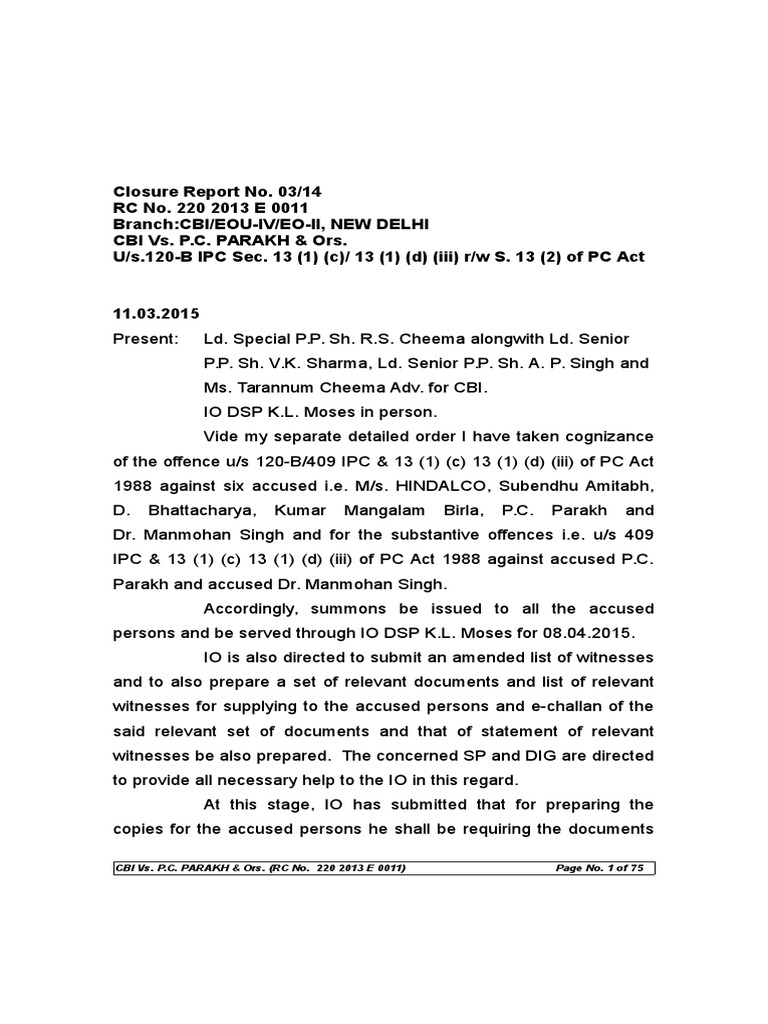 Coalgate Scam Manmohan Singh Order | PDF | Business | Energy And Resource