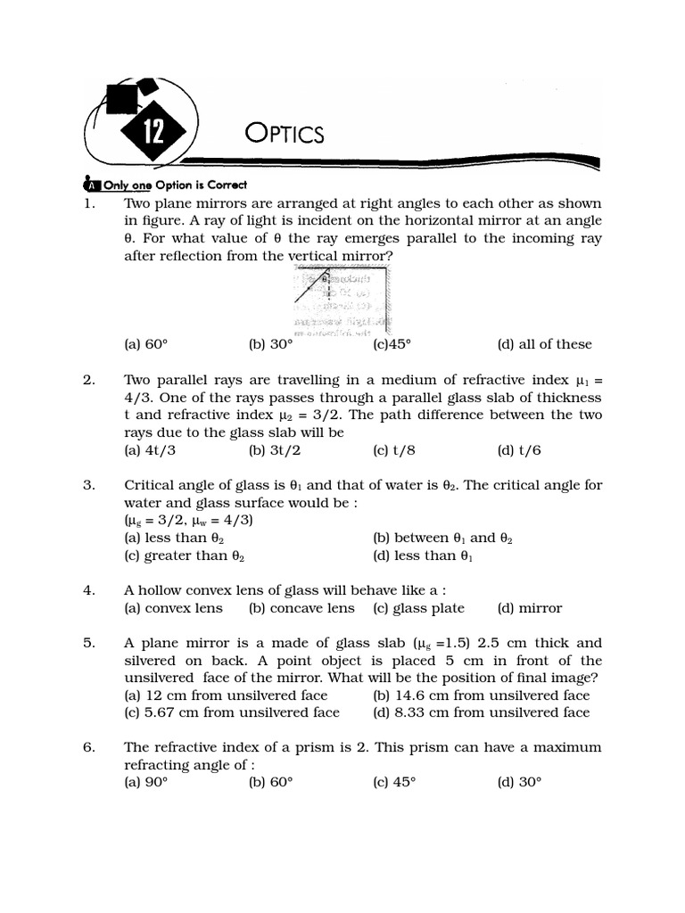 12 Optics | PDF | Lens (Optics) | Refractive Index