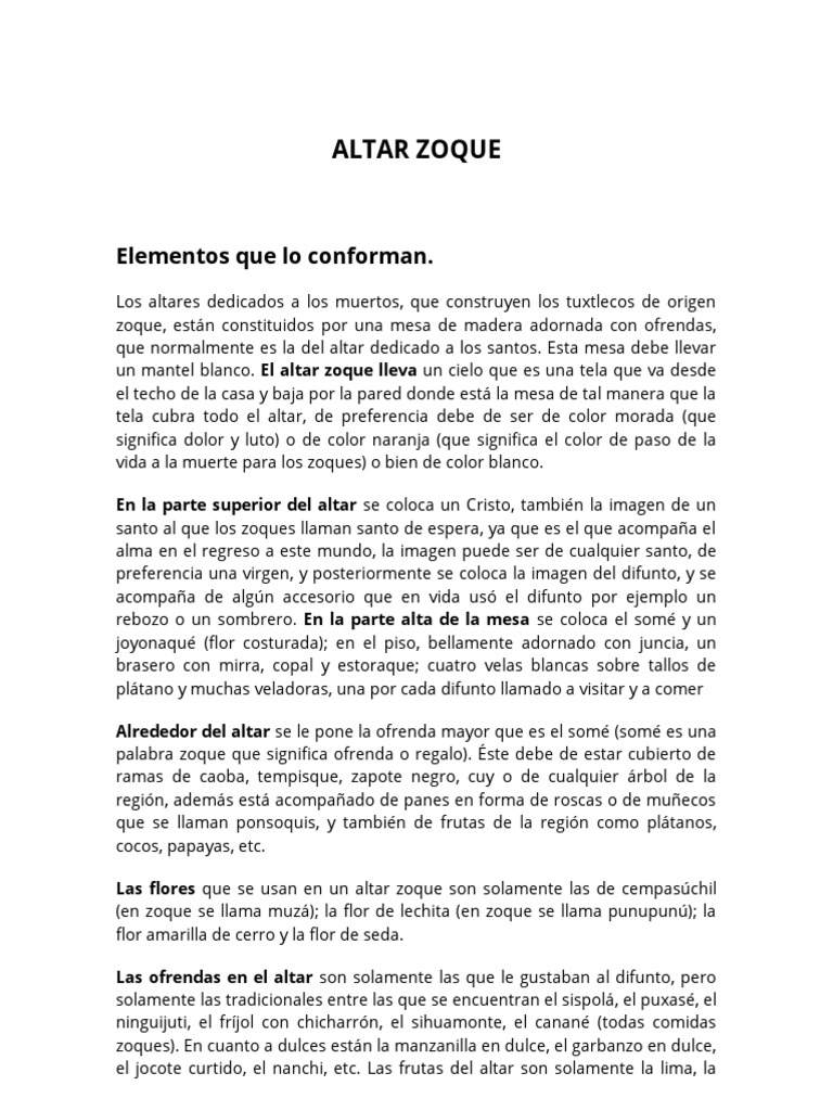 Altar Zoque: Tradición y Elementos | PDF | Altar
