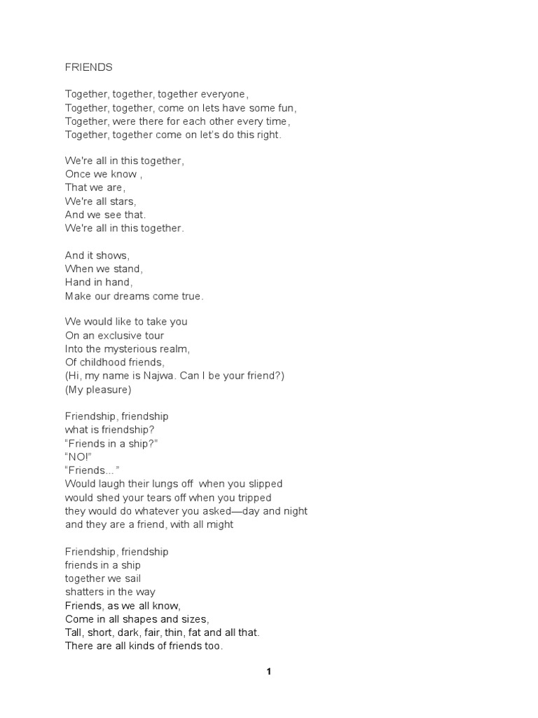 Friends Choral Speaking Script | PDF