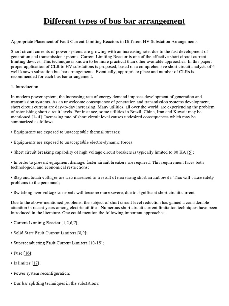 Different Types of Bus Bar Arrangement | PDF | Electrical Substation ...