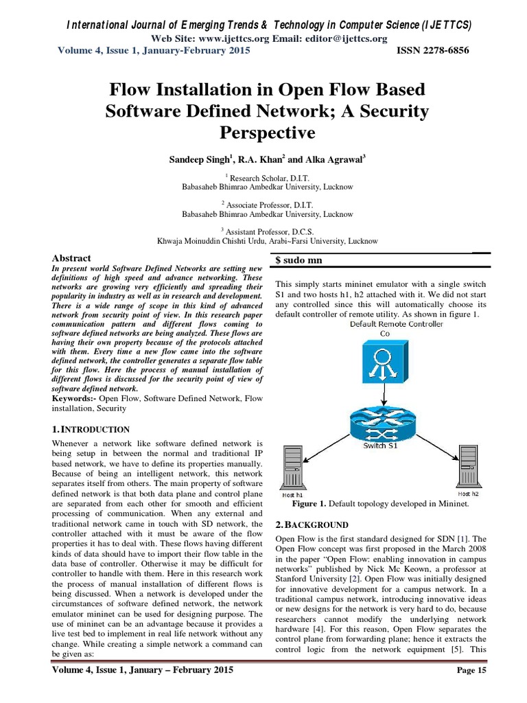 Flow Installation in Open Flow Based Software Defined Network A Security Perspective | PDF ...