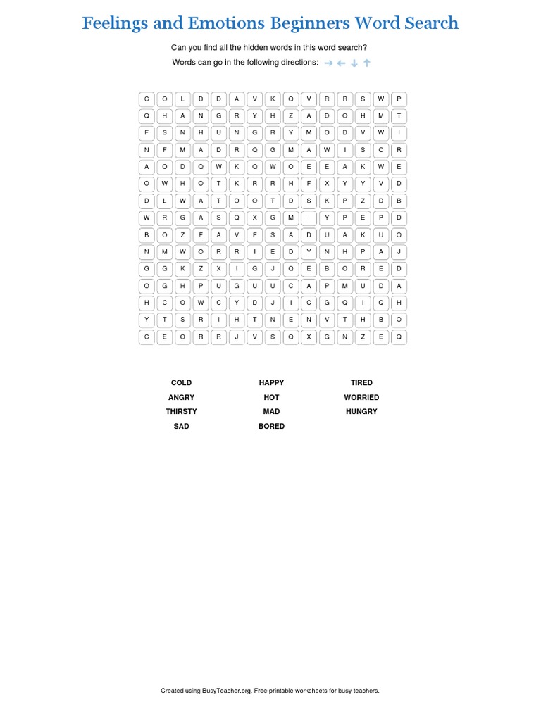 Feelings Word Search Puzzle | PDF