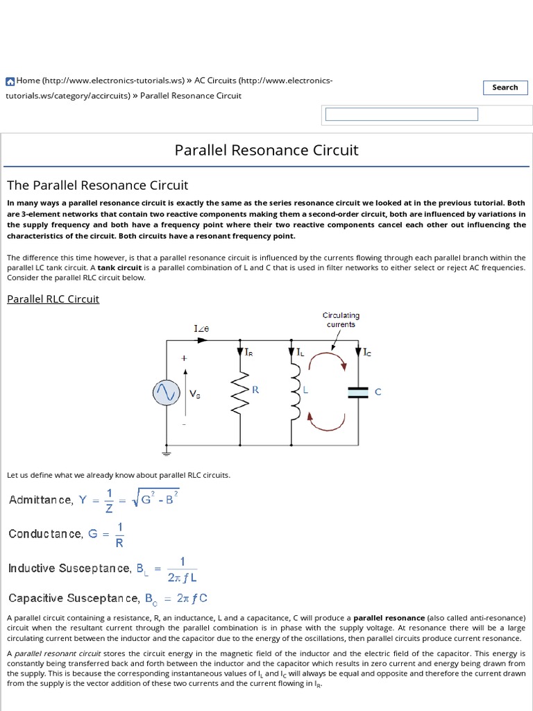 Parallel Resonance and Parallel RLC Resonant Circuit | PDF | Series And ...