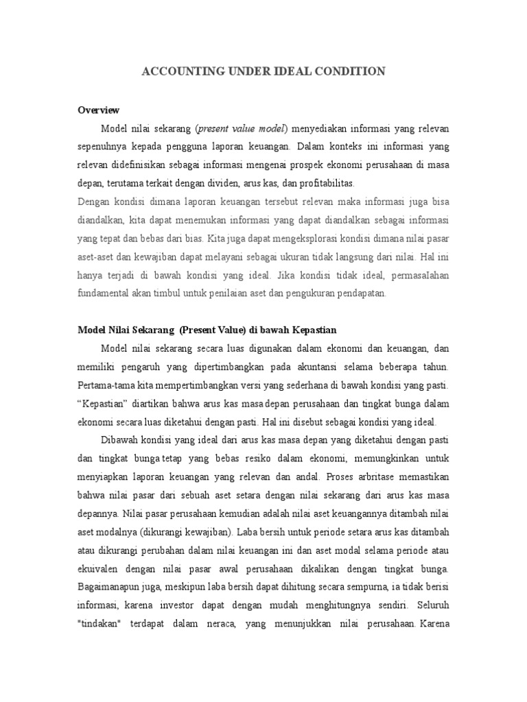 Accounting Under Ideal Condition | PDF