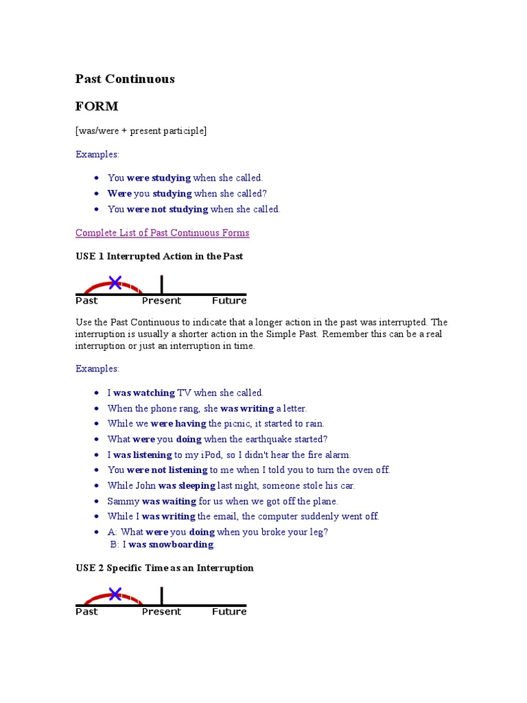 Past Continuous Form: Were You Studying When She Called? | PDF | Verb ...