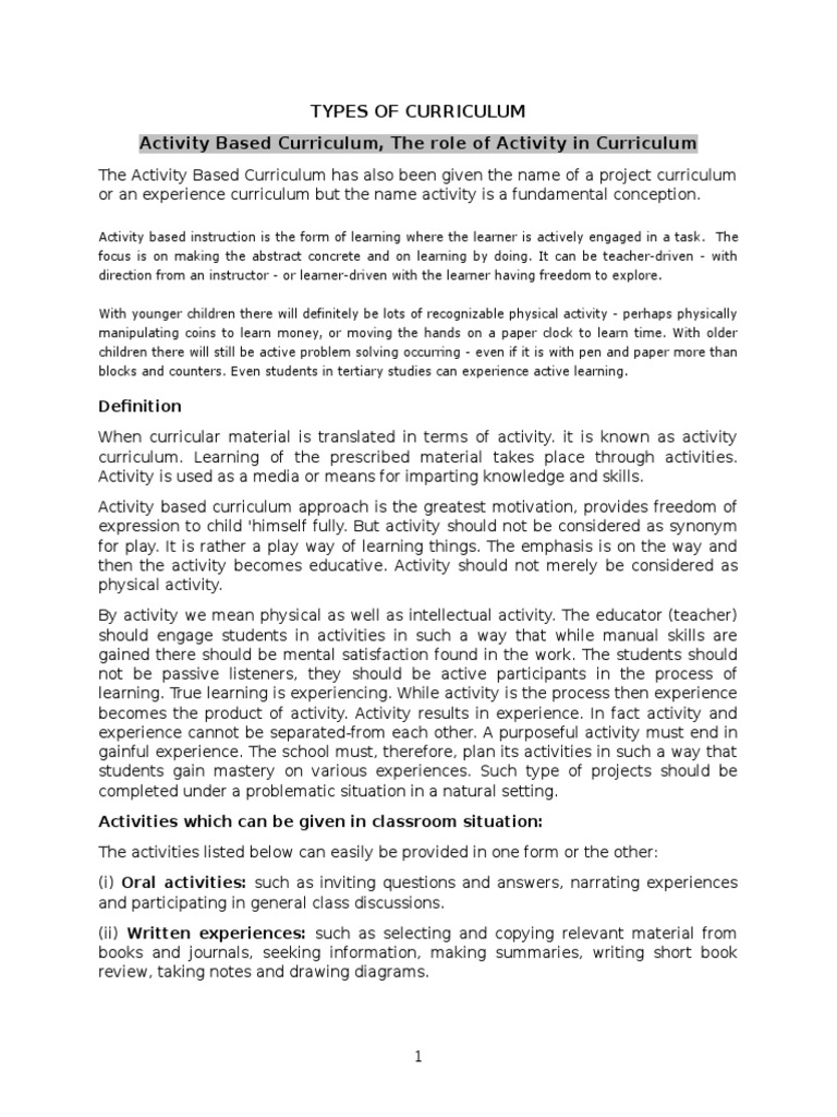 Types of Curriculum | PDF | Curriculum | Teachers