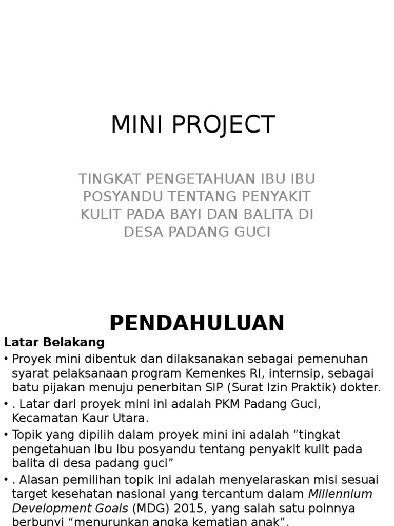 Mini Project Internship Dermatologi | PDF