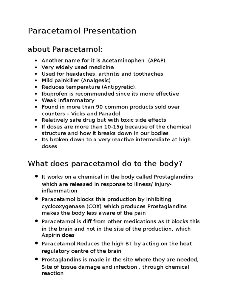 Paracetamol Presentation Write-Up | PDF | Organic Chemistry | Chemistry