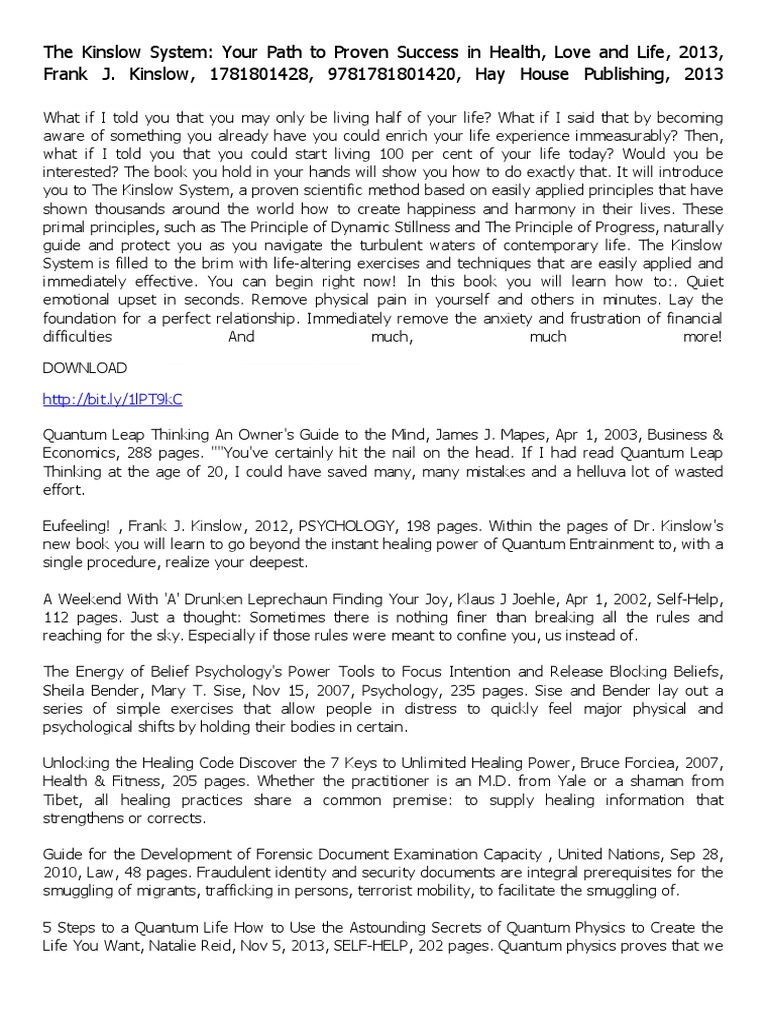 The Kinslow System Your Path To Proven Success in Health Love and Life PDF | PDF | Psychology ...