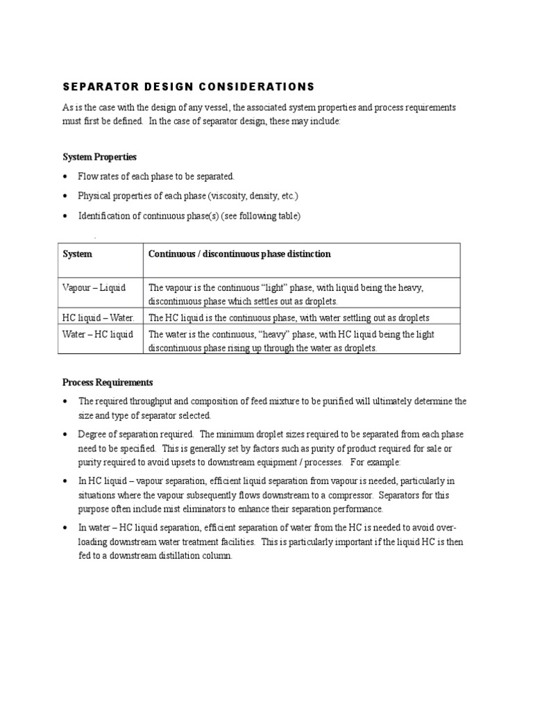 Separator Design Considerations | PDF | Computers