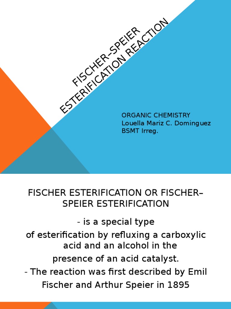 Fischer-Speier Esterification Reaction | PDF
