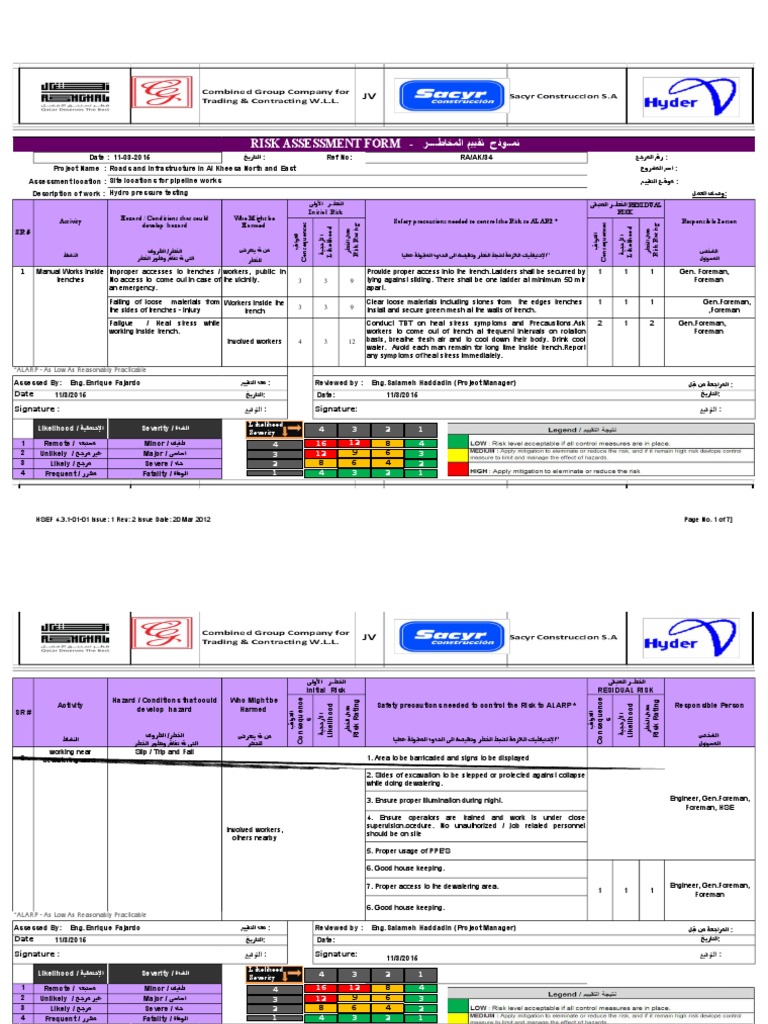 Risk Assessment - Dewatering | PDF | Risk | Prevention