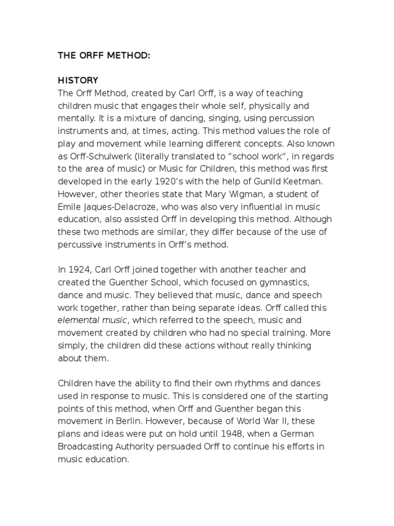 The Orff Method | Music Education | Cognition
