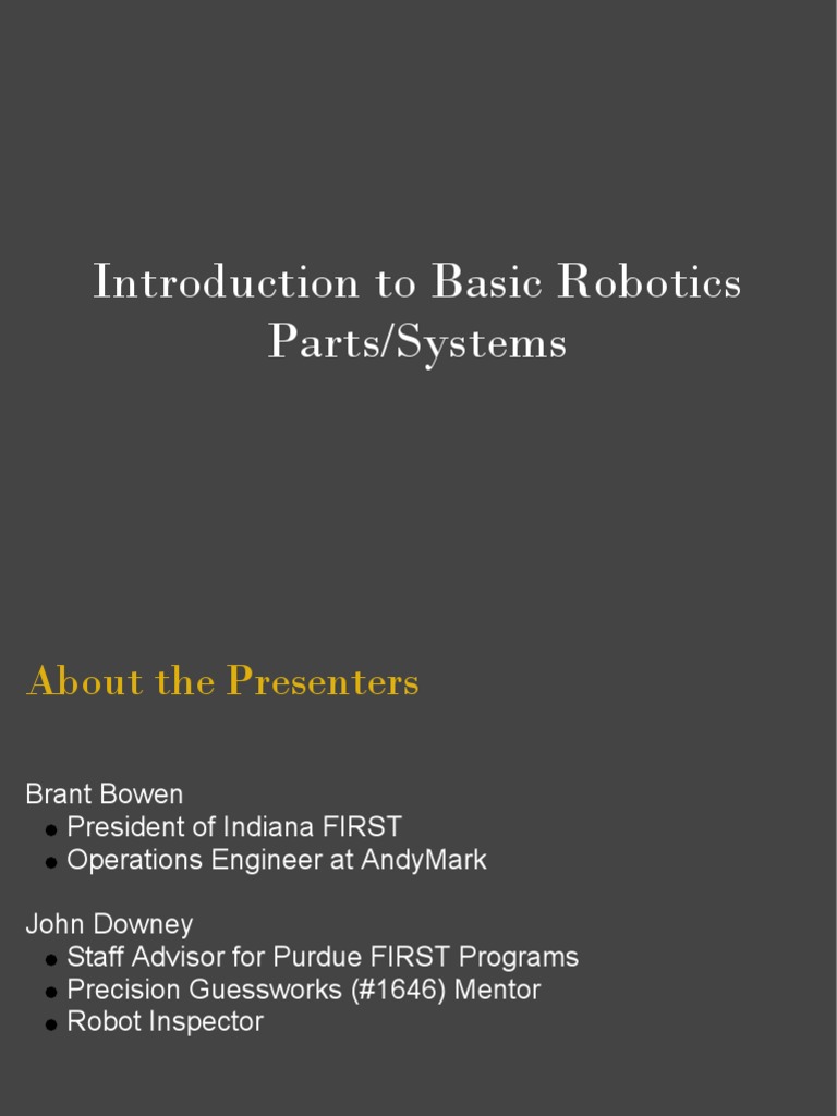 Introduction To Basic Robotics Parts Systems | PDF