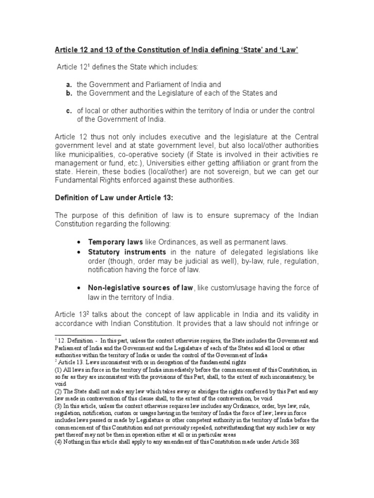 Article 12 and 13 of the Constitution of India | By Law | Constitution