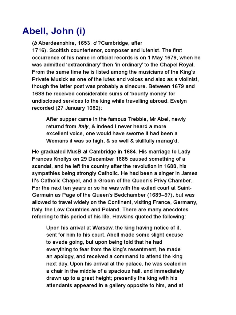 John Abell 1 | PDF | Theatre | Entertainment (General)