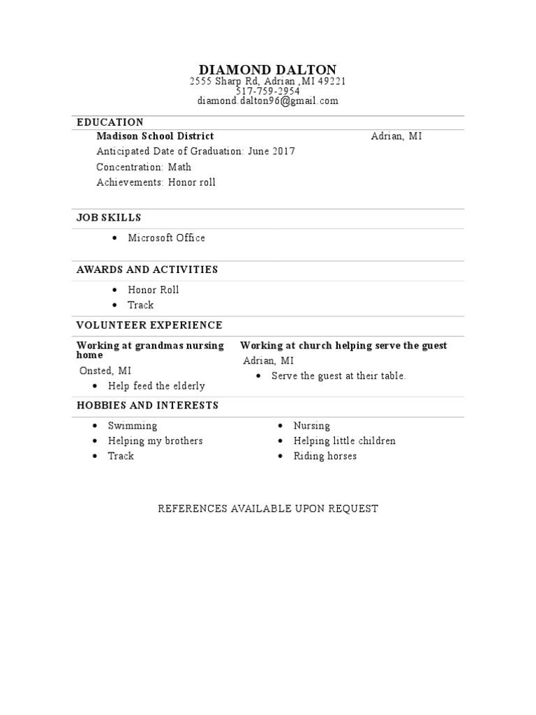 Diamond Dalton Resume Overview | PDF | Career & Growth | Wellness