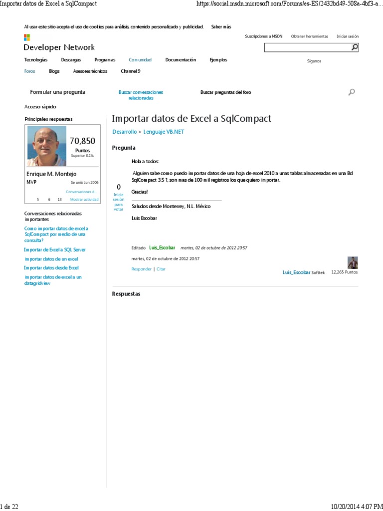 Importar Datos De Excel A Sqlcompact Pdf Tabla Base De Datos Servidor Sql De Microsoft