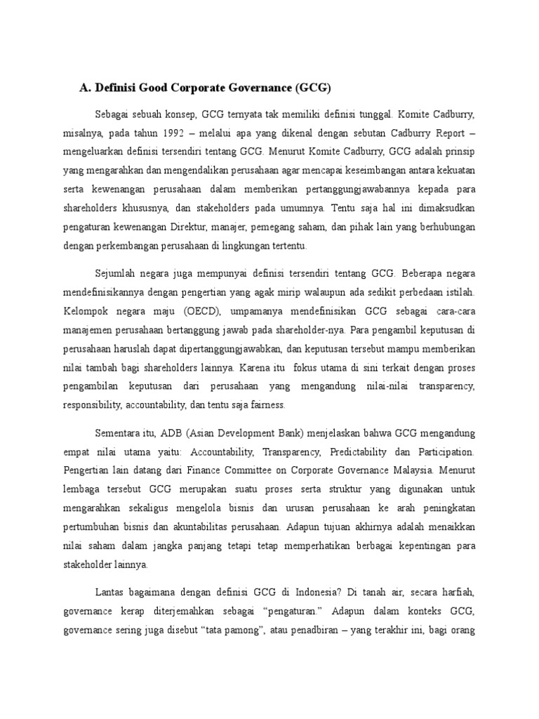 Prinsip dan Pentingnya Good Corporate Governance | PDF