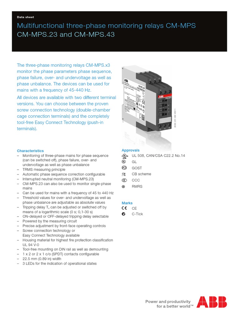 Monitoring Relay ABB | PDF | Relay | Switch