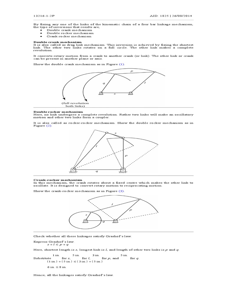 Types of Linkages of Four Bar Mechanism | PDF