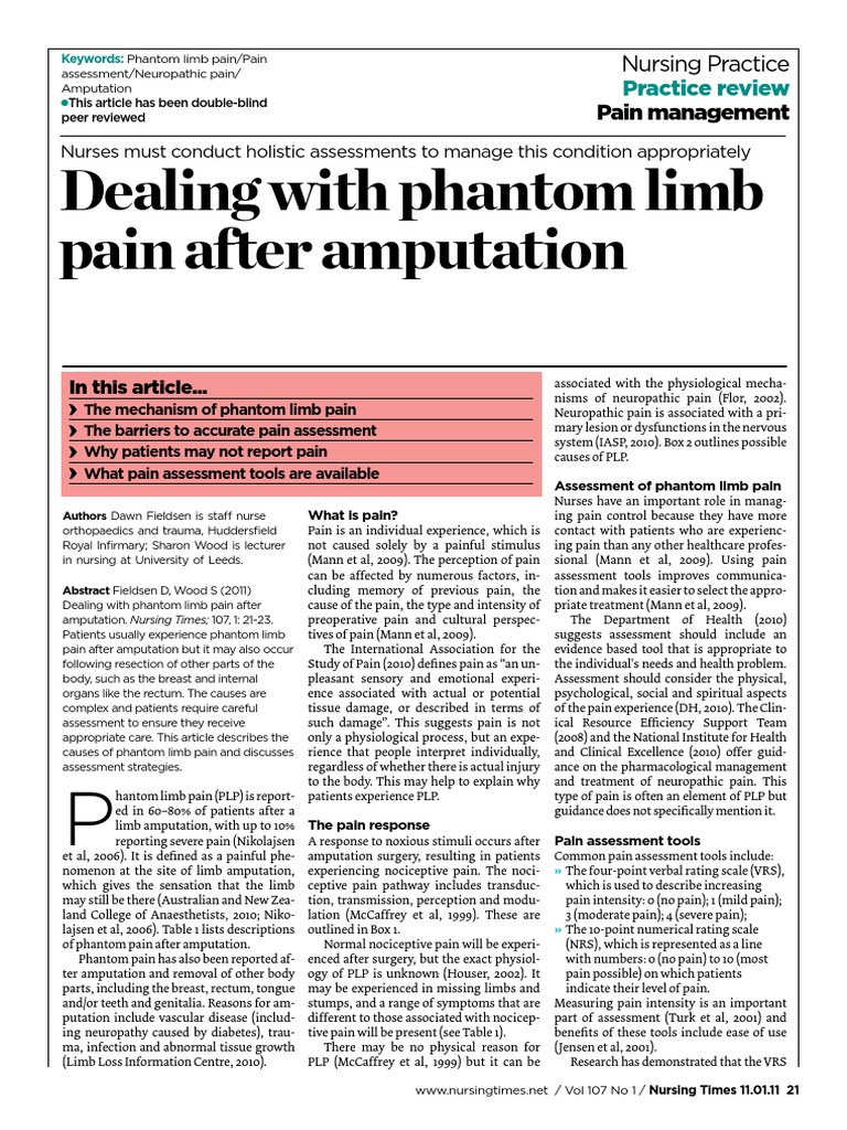 Dealing With Phantom Limb Pain After Amputation | PDF | Pain | Amputation