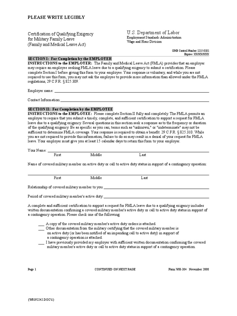 Certification of Qualifying Exigency 1108 Military | PDF | Family And ...