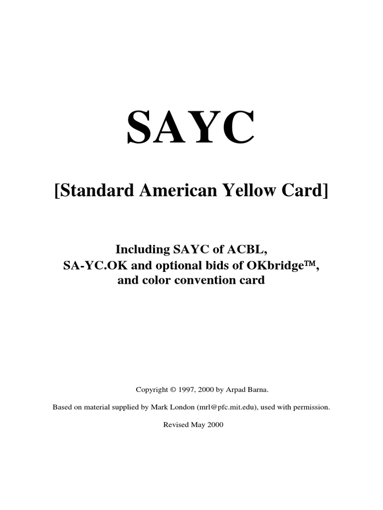 Barna - SAYC | PDF | Contract Bridge | Whist Family Of Card Games