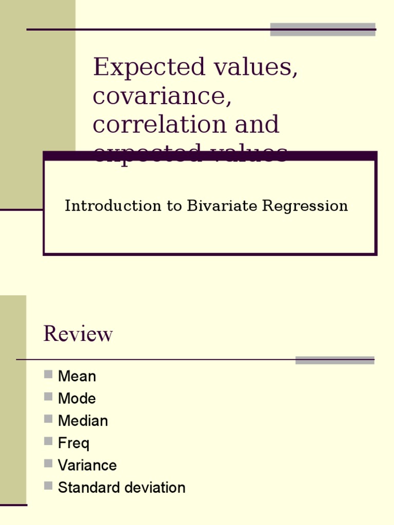 Expected Values, Covariance, Correlation and Expected Values | PDF | Variance | Standard Deviation
